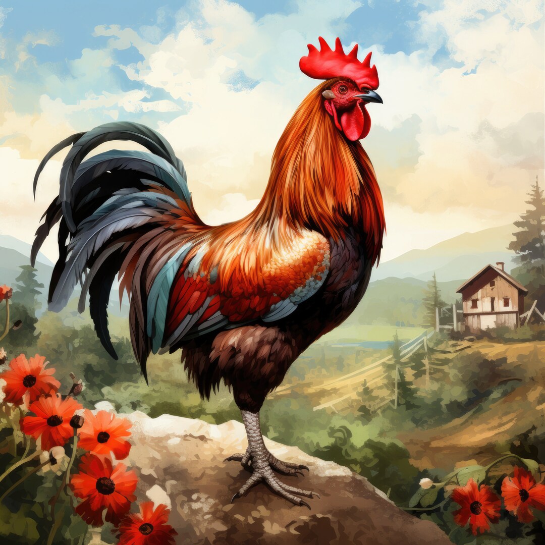 Rooster 100% Cotton Fabric Panel Square Small Sewing Quilting Block ...