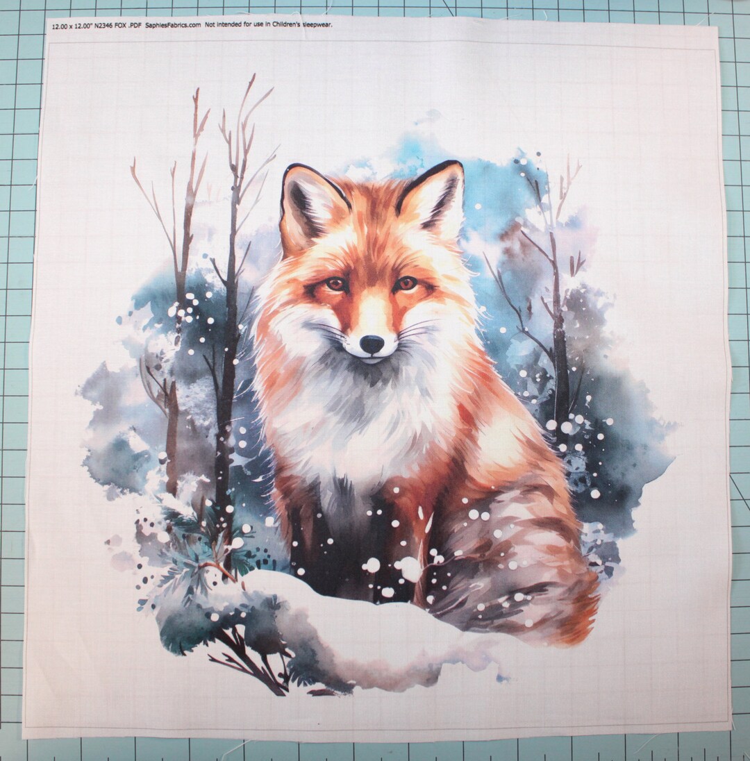 Fox 100% Cotton Fabric Panel Square Small Quilting Sewing Block N2346 ...