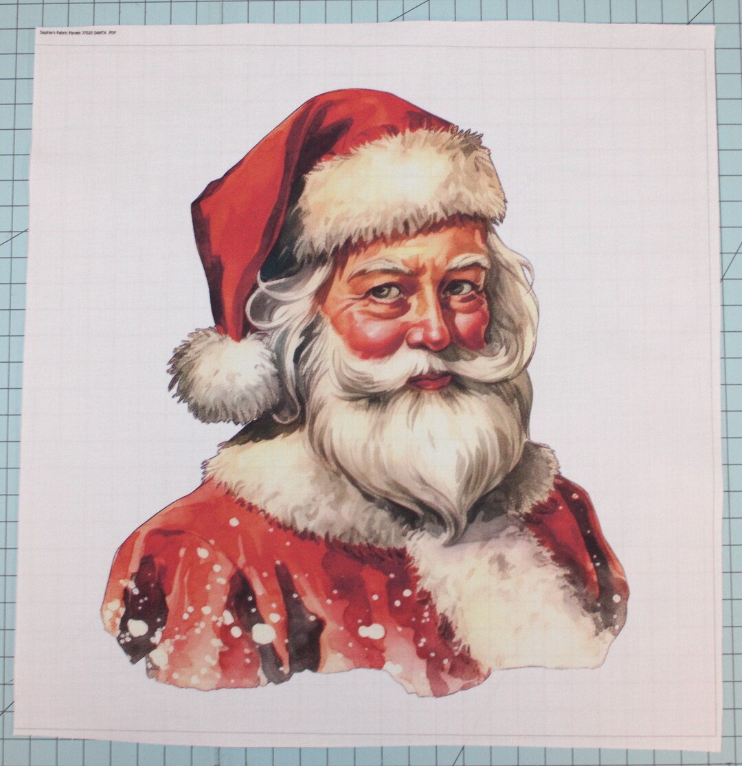 Santa Holiday 100% Cotton Fabric Panel Square Small Quilting Sewing ...