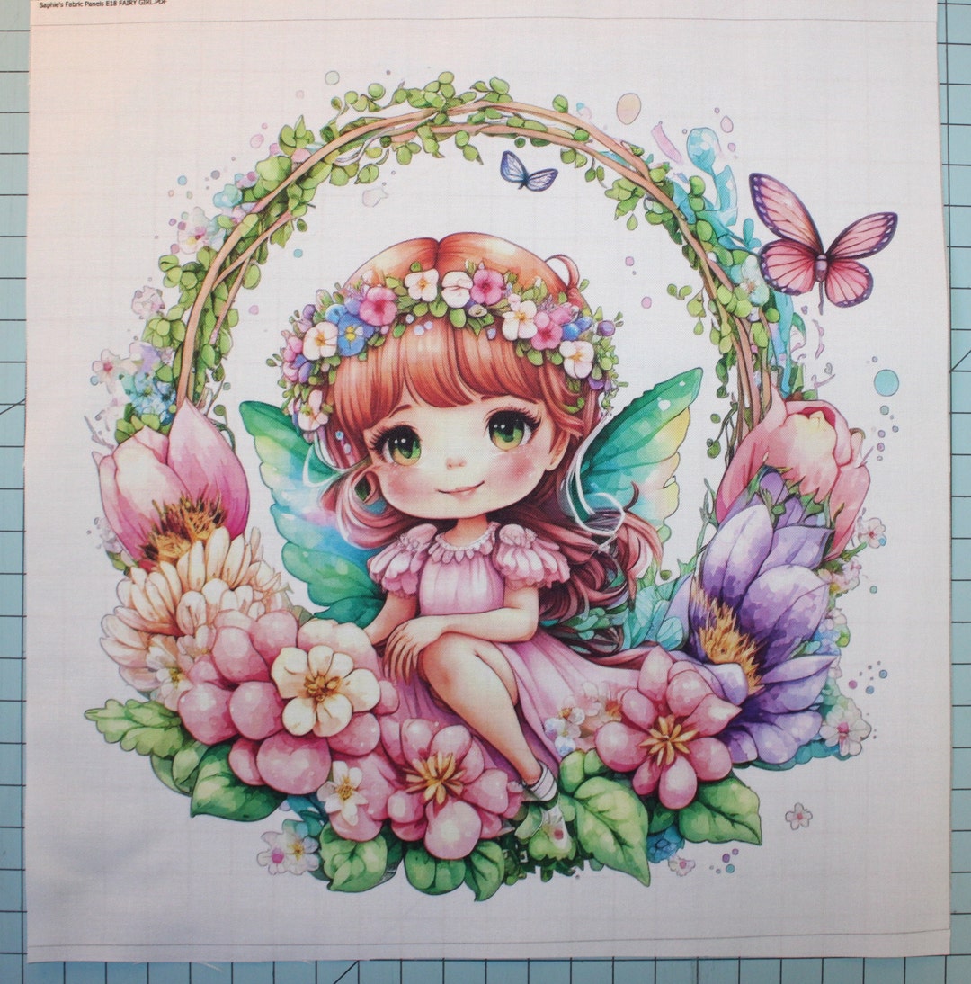 Fairy 100% Cotton Fabric Panel Block Small Sewing Quilting Square E18 ...