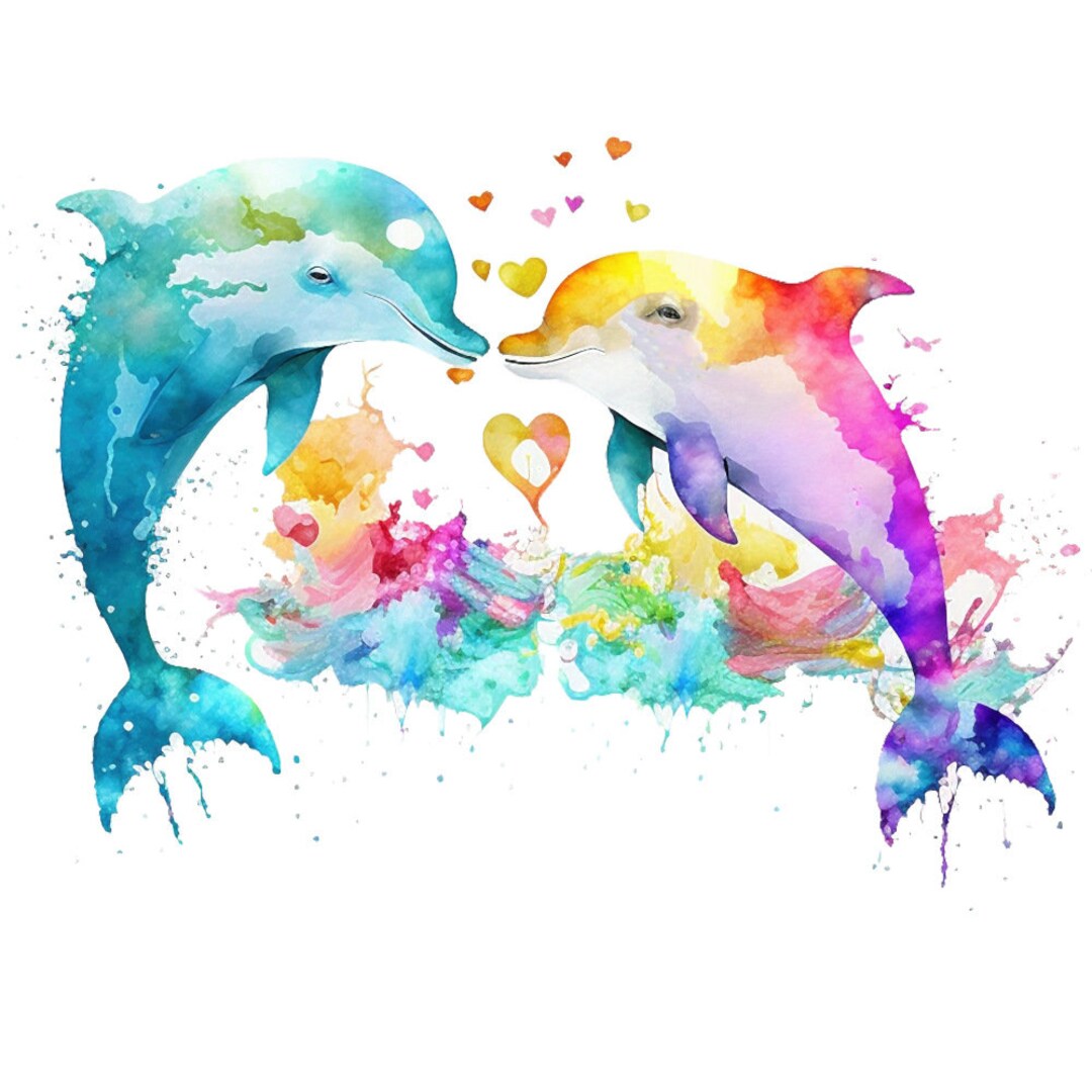 Watercolor Dolphins 100% Cotton Fabric Panel Square Small - Etsy