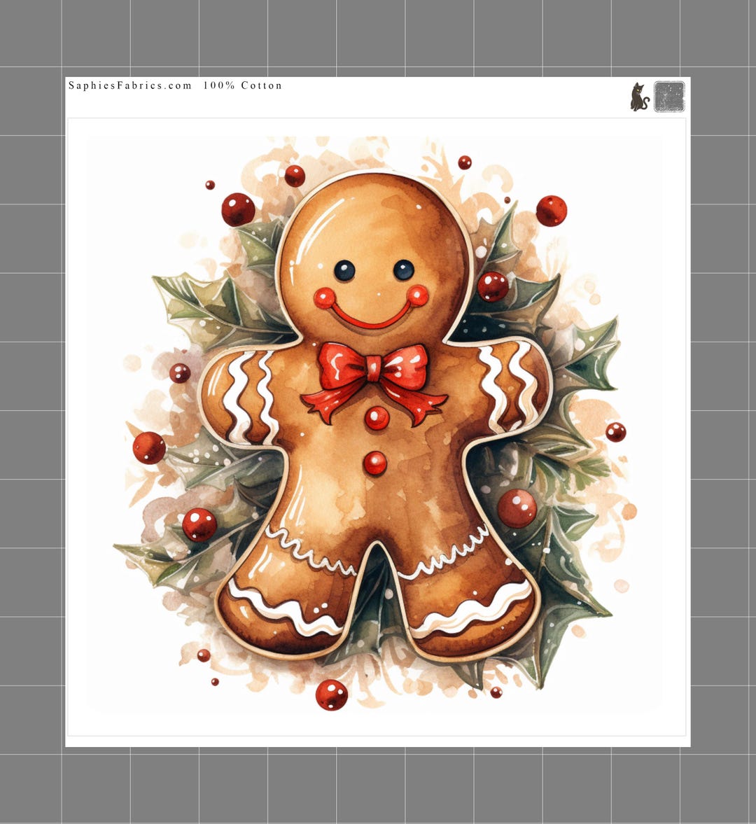 Gingerbread Man 100% Cotton Fabric Panel Block Quilt Square H374 - Etsy