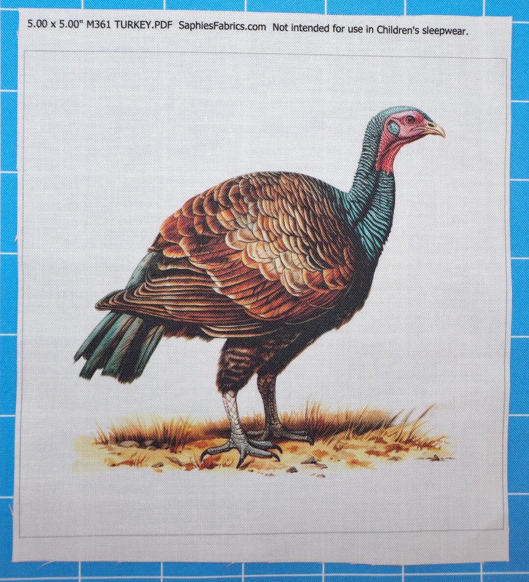 Wild Turkey 100% Cotton Fabric Panel Block | Small Sewing Quilting ...
