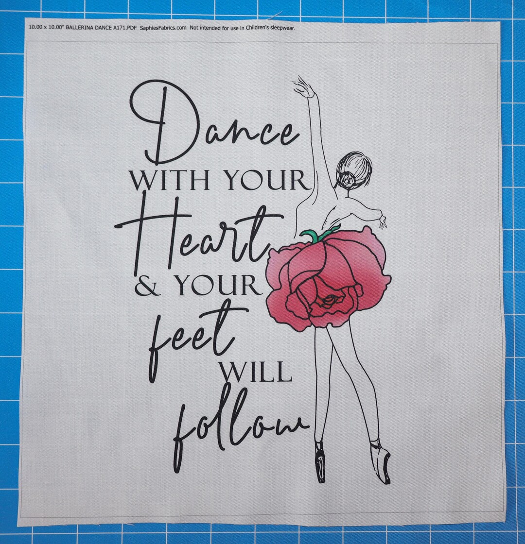 Ballerina Dance 100% Cotton Fabric Panel Block | Small Quilting Sewing ...