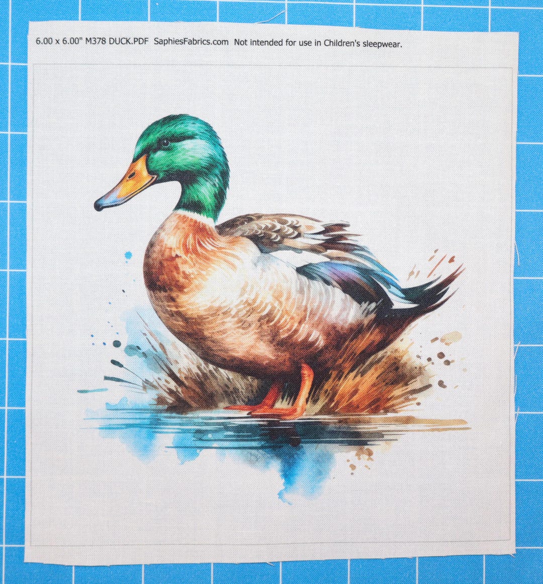 Mallard Duck 100% Cotton Fabric Panel Block | Small Sewing Quilting ...