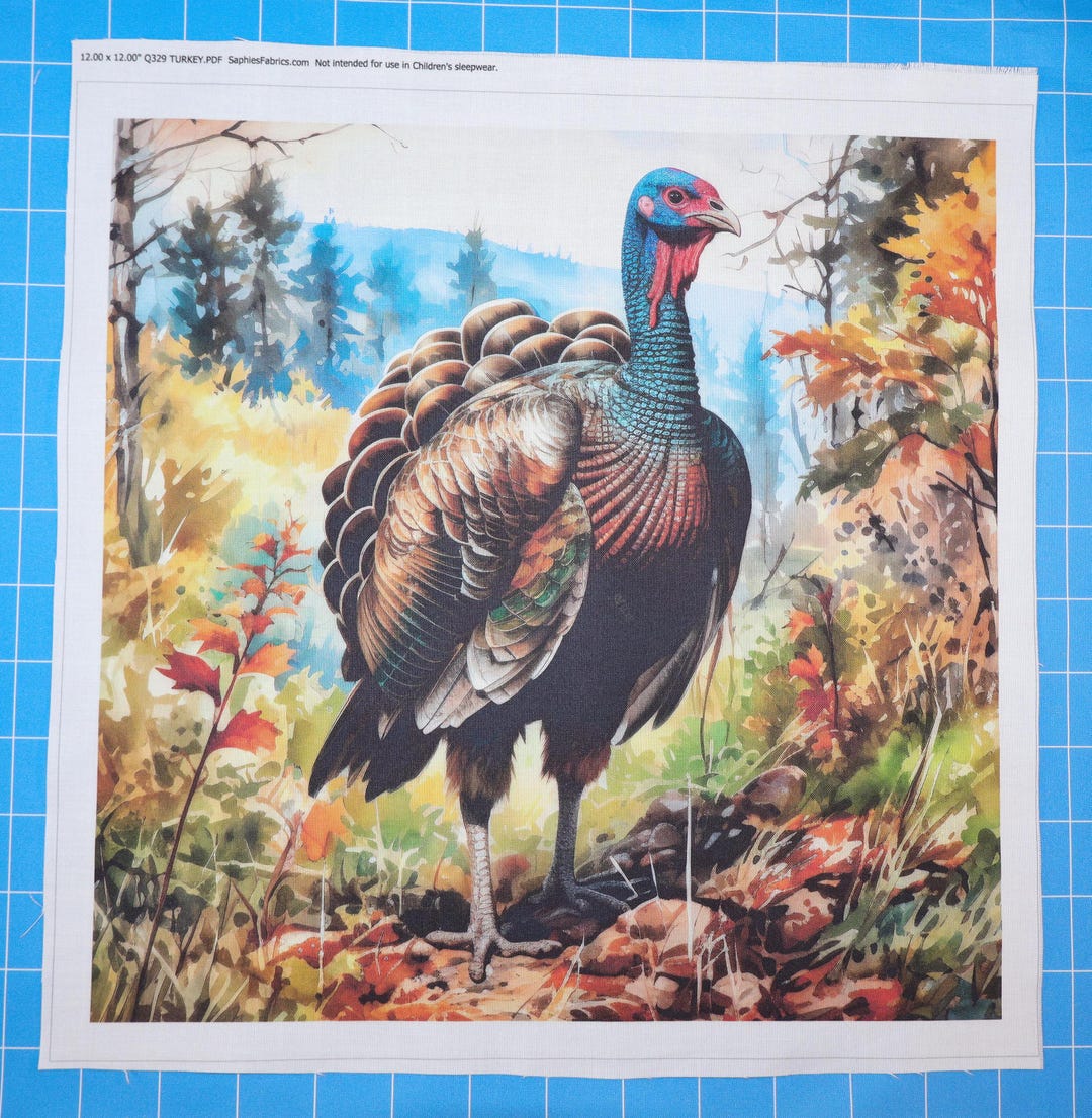 Turkey 100% Cotton Fabric Panel Block | Small Quilting Sewing Square ...