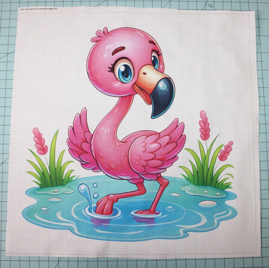Flamingo 100% Cotton Fabric Panel Square Small Sewing Quilting Block ...