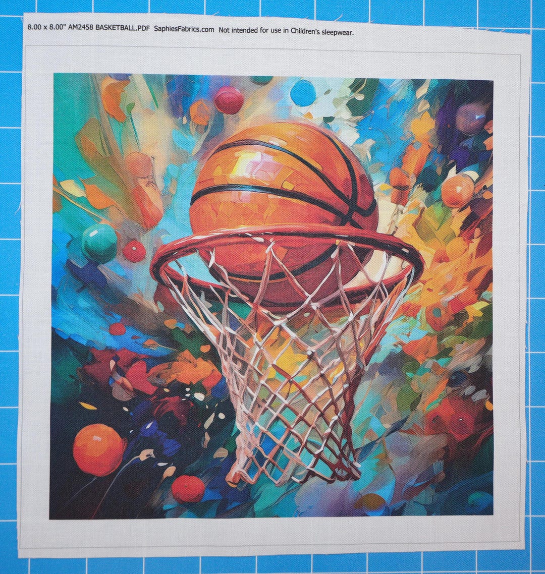 Basketball 100% Cotton Fabric Panel Block | Small Sewing Quilting ...