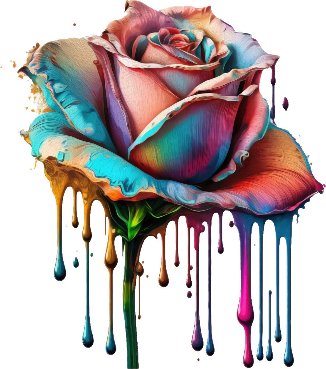 Watercolor Dripping Rose 100% Cotton Fabric Panel Square - Etsy