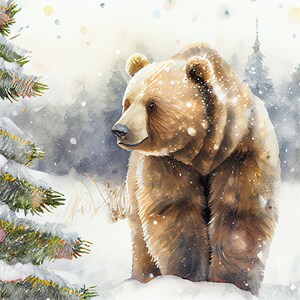 Bear Winter 100% Cotton Fabric Panel Square Small Quilting Sewing Panel ...