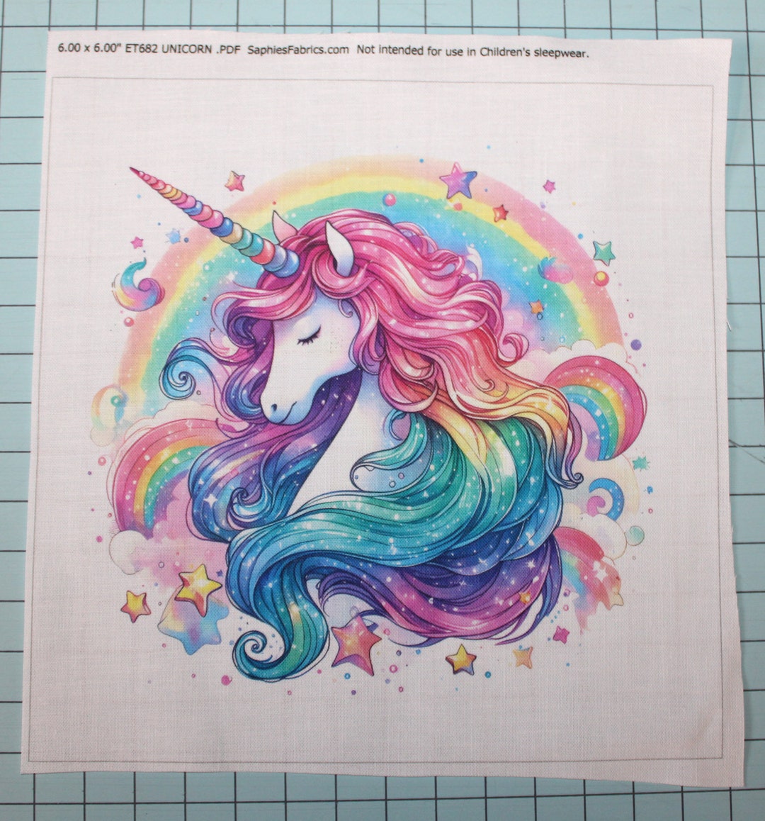 Unicorn 100% Cotton Fabric Panel Square Small Sewing Quilting Block ...