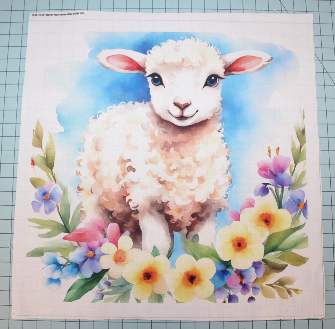 Lamb 100% Cotton Fabric Panel Block | Small Sewing Quilting Square ...