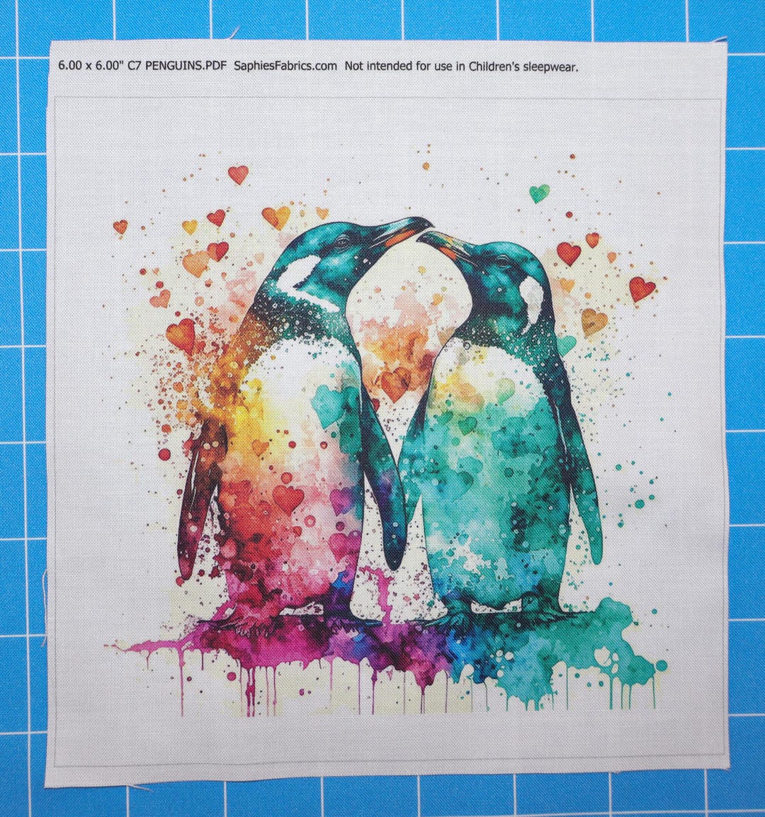 Penguins 100% Cotton Fabric Panel Block | Small Sewing Quilting Square ...