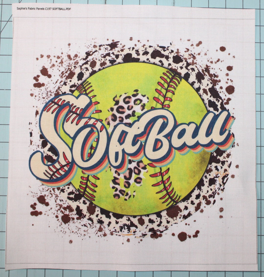 Softball 100% Cotton Fabric Panel Square Small Sewing Quilting Block ...