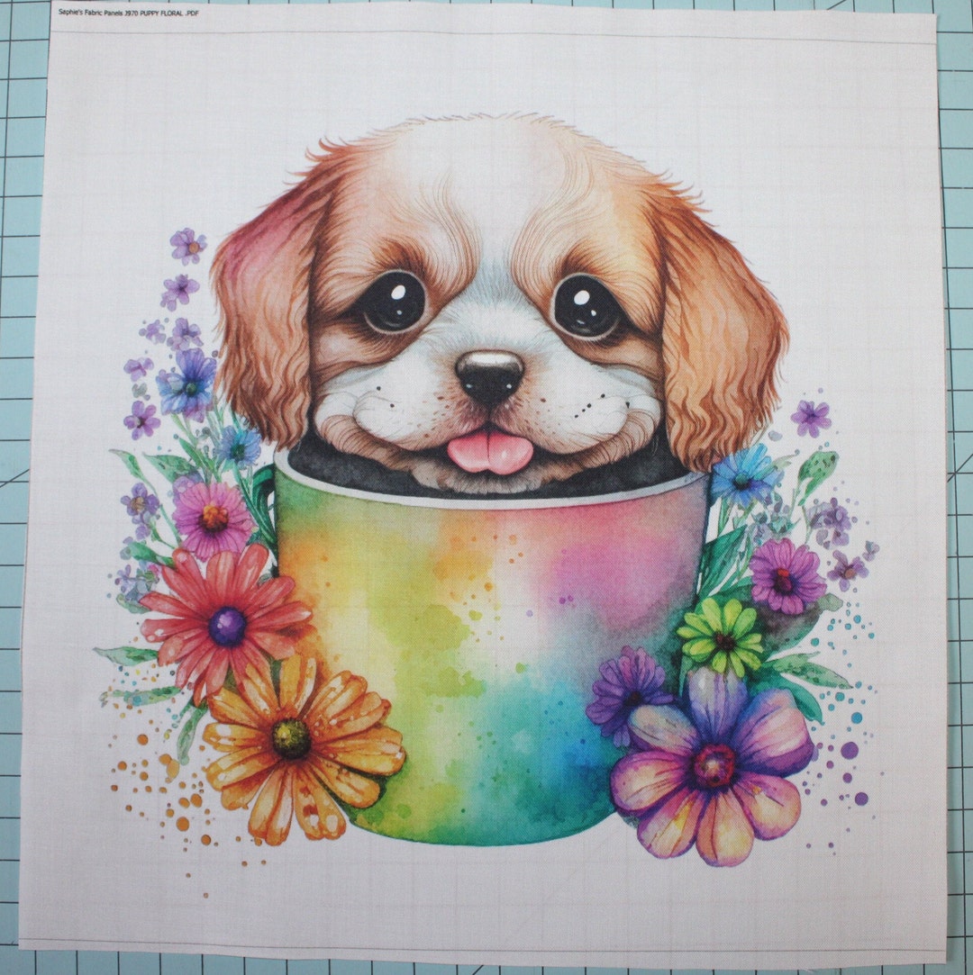 Puppy Dog 100% Cotton Fabric Panel Square Small Quilting - Etsy