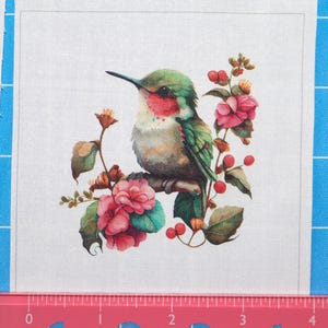 6 Piece Mini 3"x3" Hummingbirds Fabric Panel Blocks | 100% Cotton ...