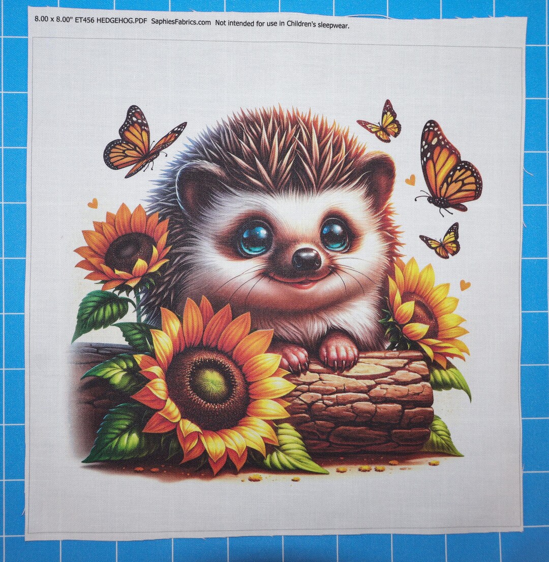 Hedgehog 100% Cotton Fabric Panel Block | Small Sewing Quilting Square ...