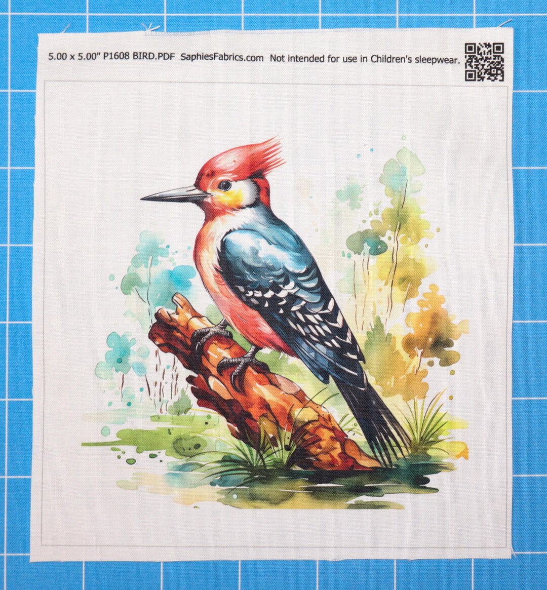 Woodpecker 100% Cotton Fabric Panel Block | Small Sewing Quilting ...