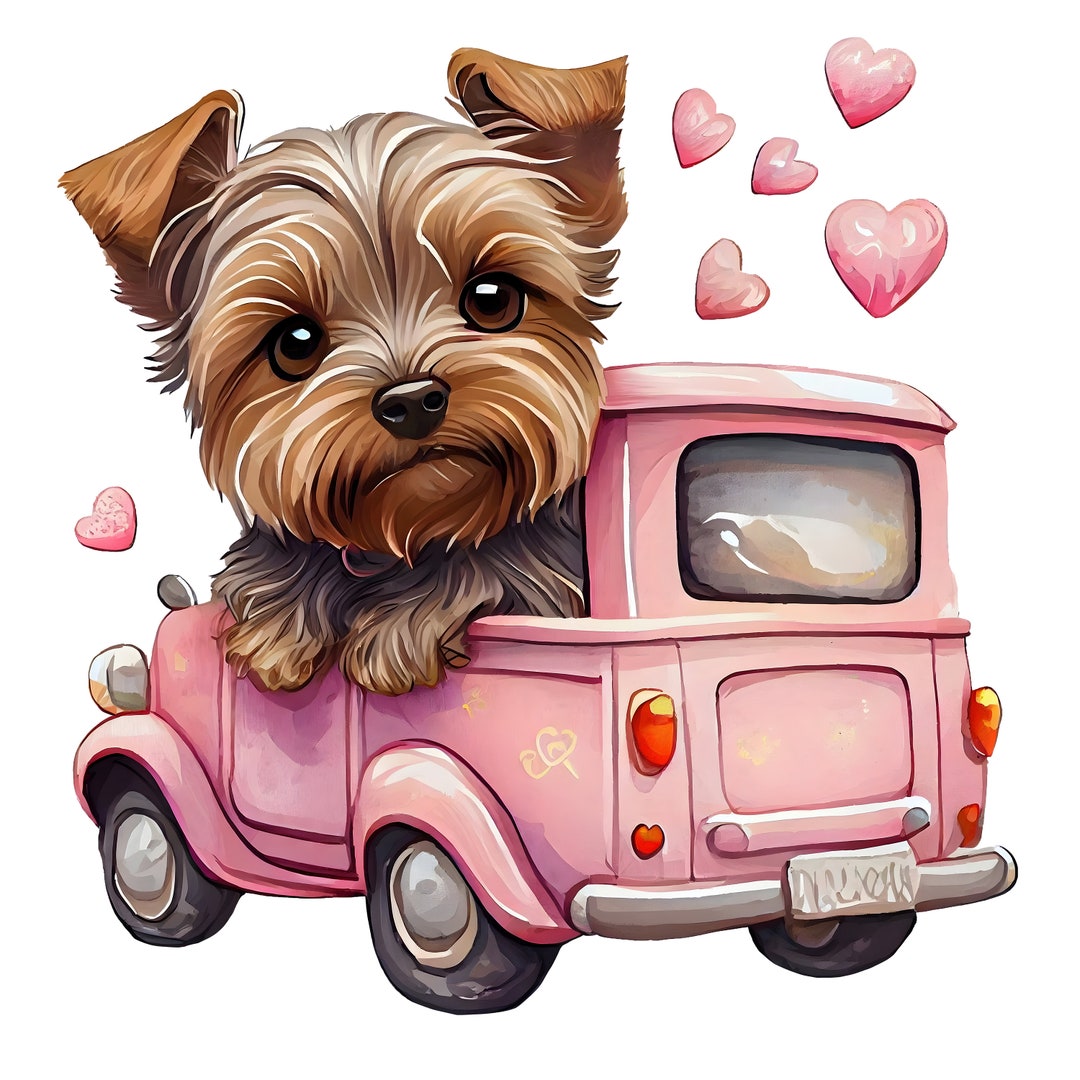 Yorkie Dog Hearts 100% Cotton Fabric Panel Square Small Quilting Sewing ...