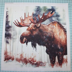 Moose Winter 100% Cotton Fabric Panel Square Small Quilting - Etsy
