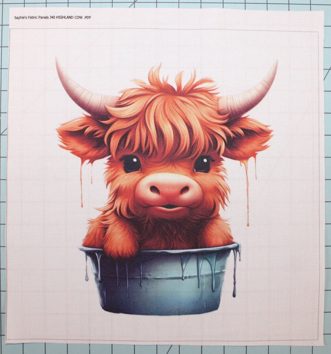 Baby Highland Cow 100% Cotton Fabric Panel Block Small Sewing Quilting ...