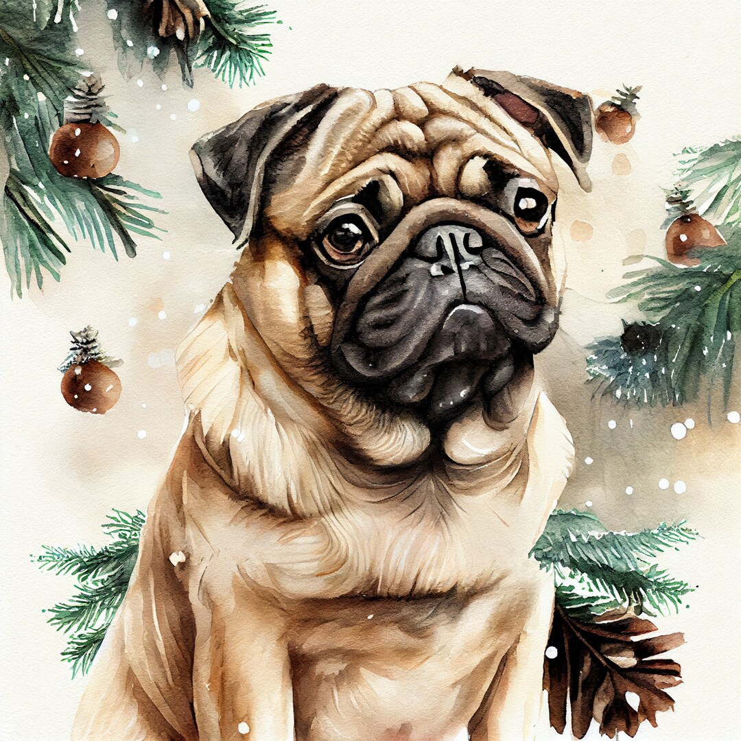 Winter Pug Dog 100% Cotton Fabric Panel Square Quilting - Etsy