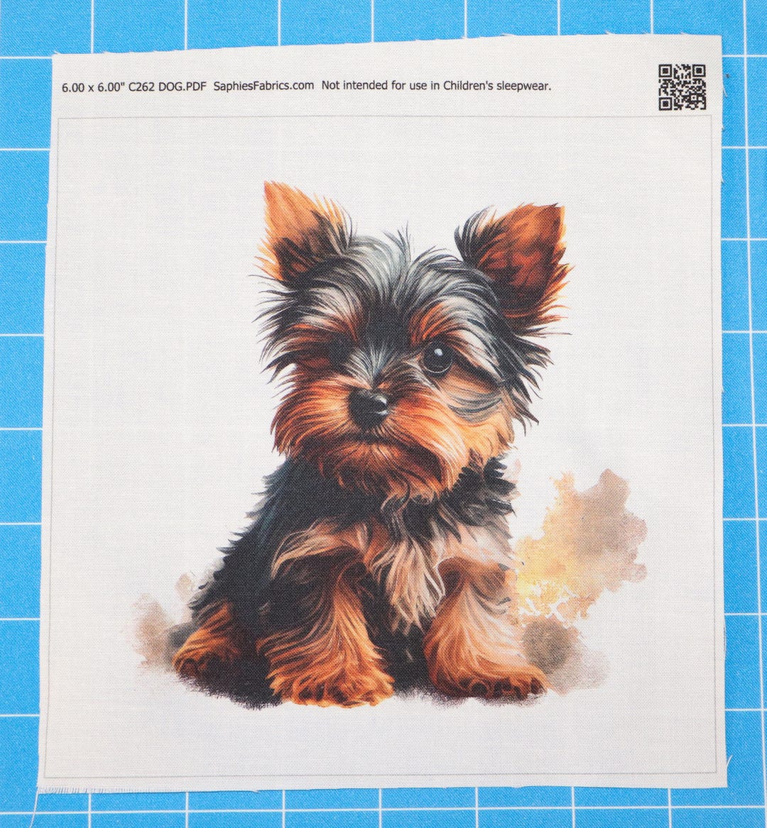 Yorkie 100% Cotton Fabric Panel Block | Small Sewing Quilting Square ...