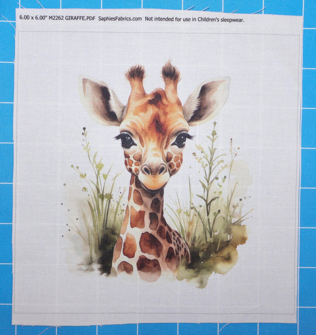 Giraffe 100% Cotton Fabric Panel Block | Small Sewing Quilting Square ...