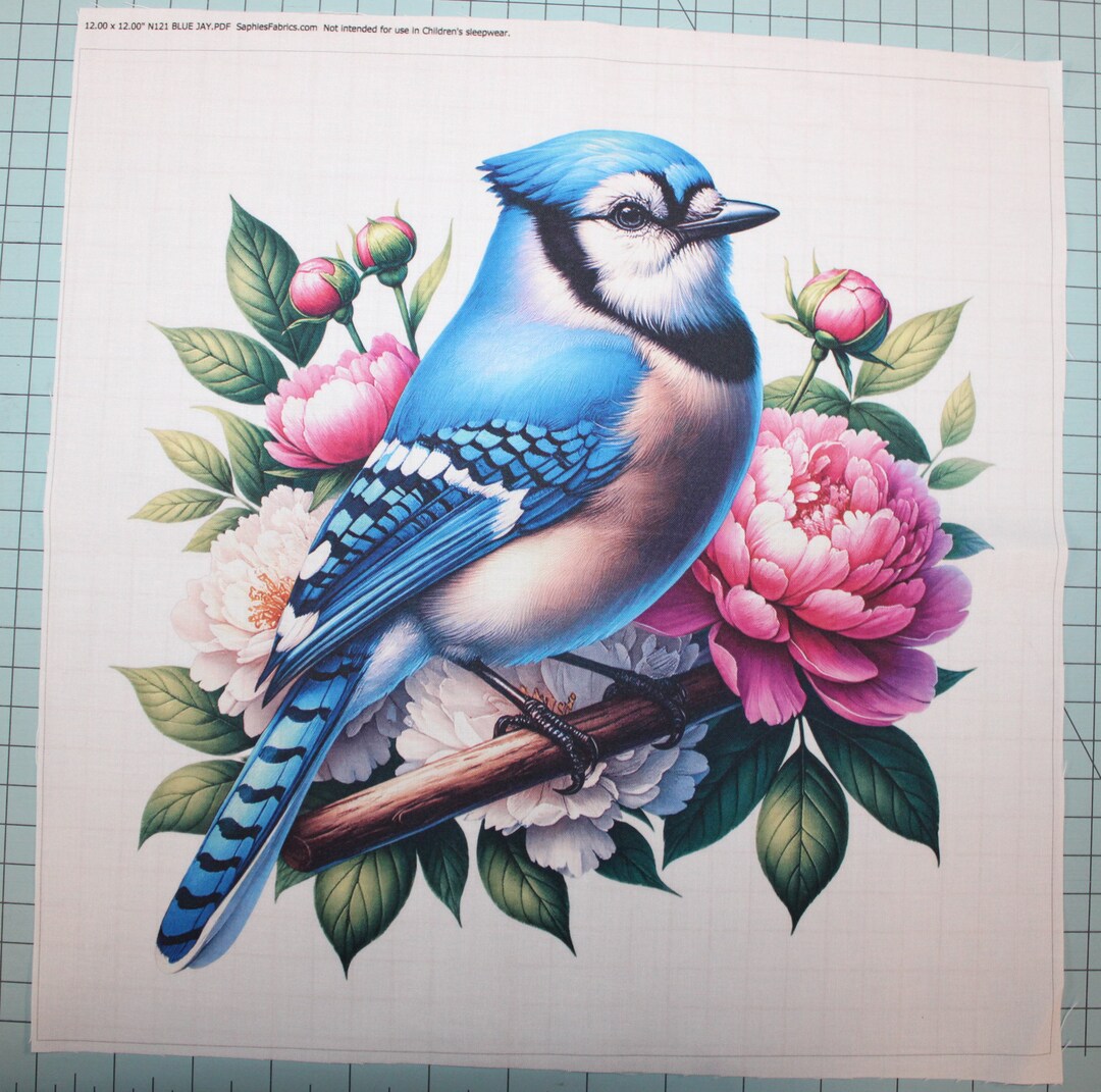 Blue Jay 100% Cotton Fabric Panel Square Small Quilting Sewing Block ...