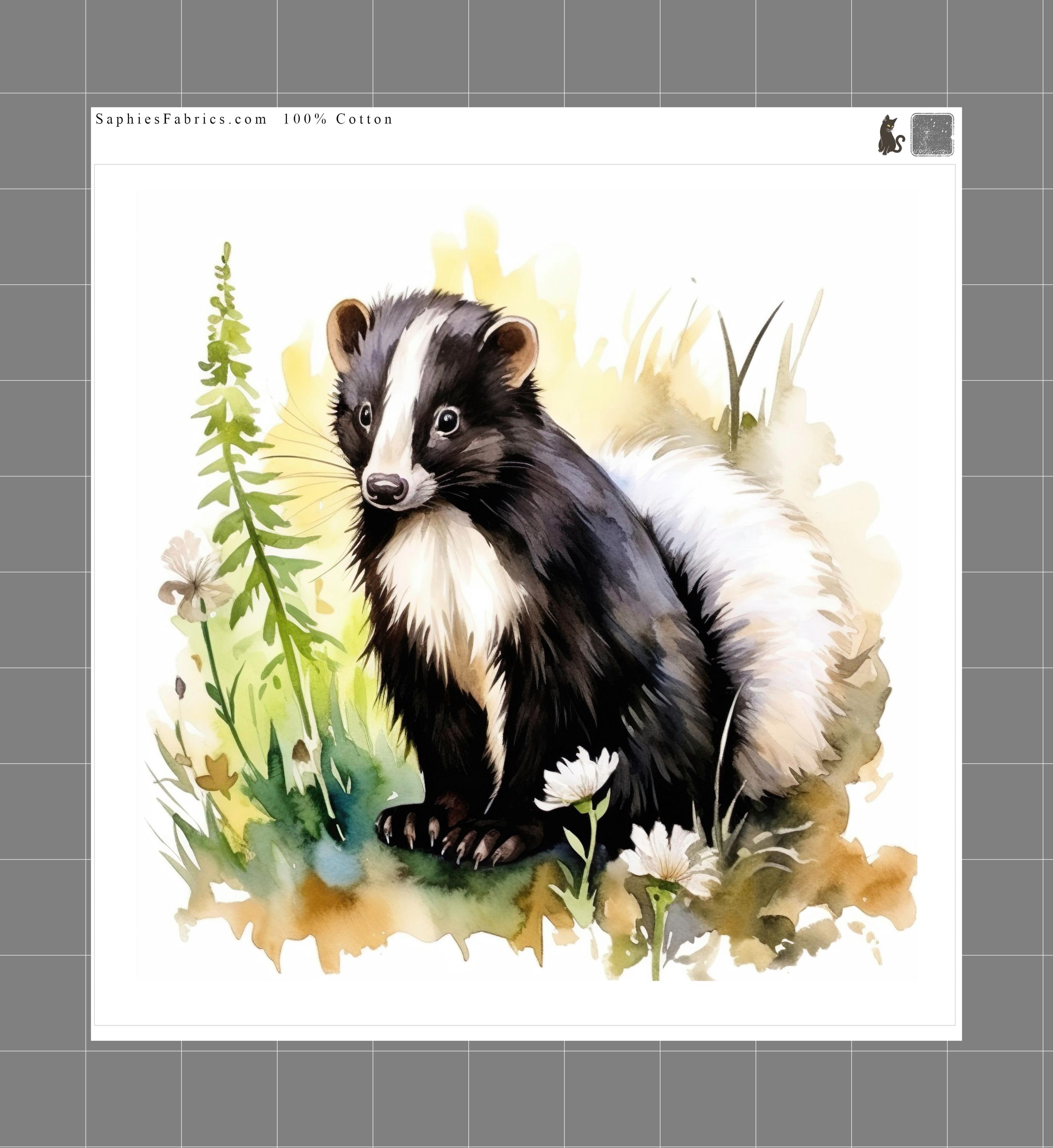 Skunk 100% Cotton Fabric Panel Block Quilt Square L34 - Etsy