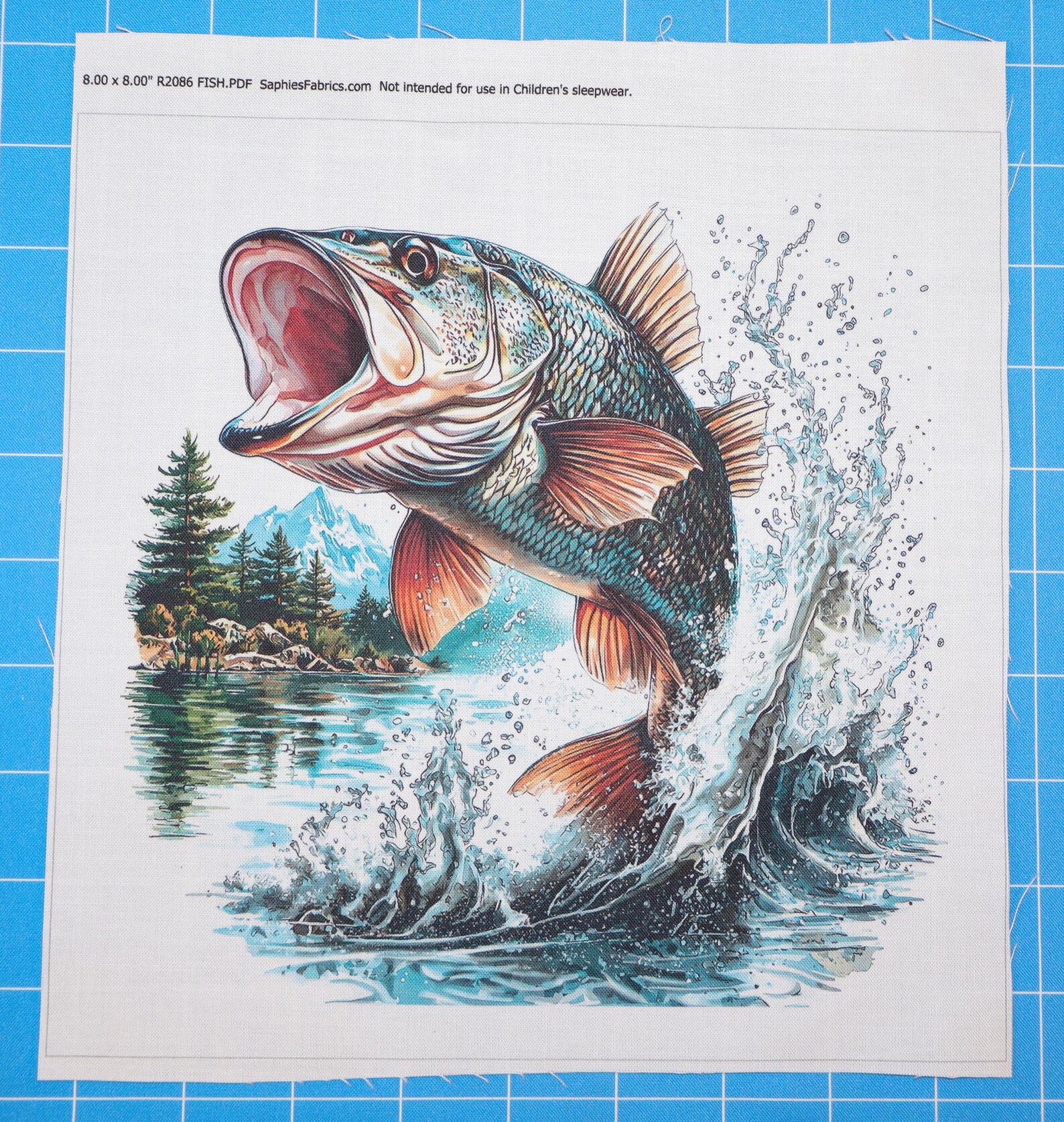 Fish 100% Cotton Fabric Panel Block | Small Sewing Quilting Square ...