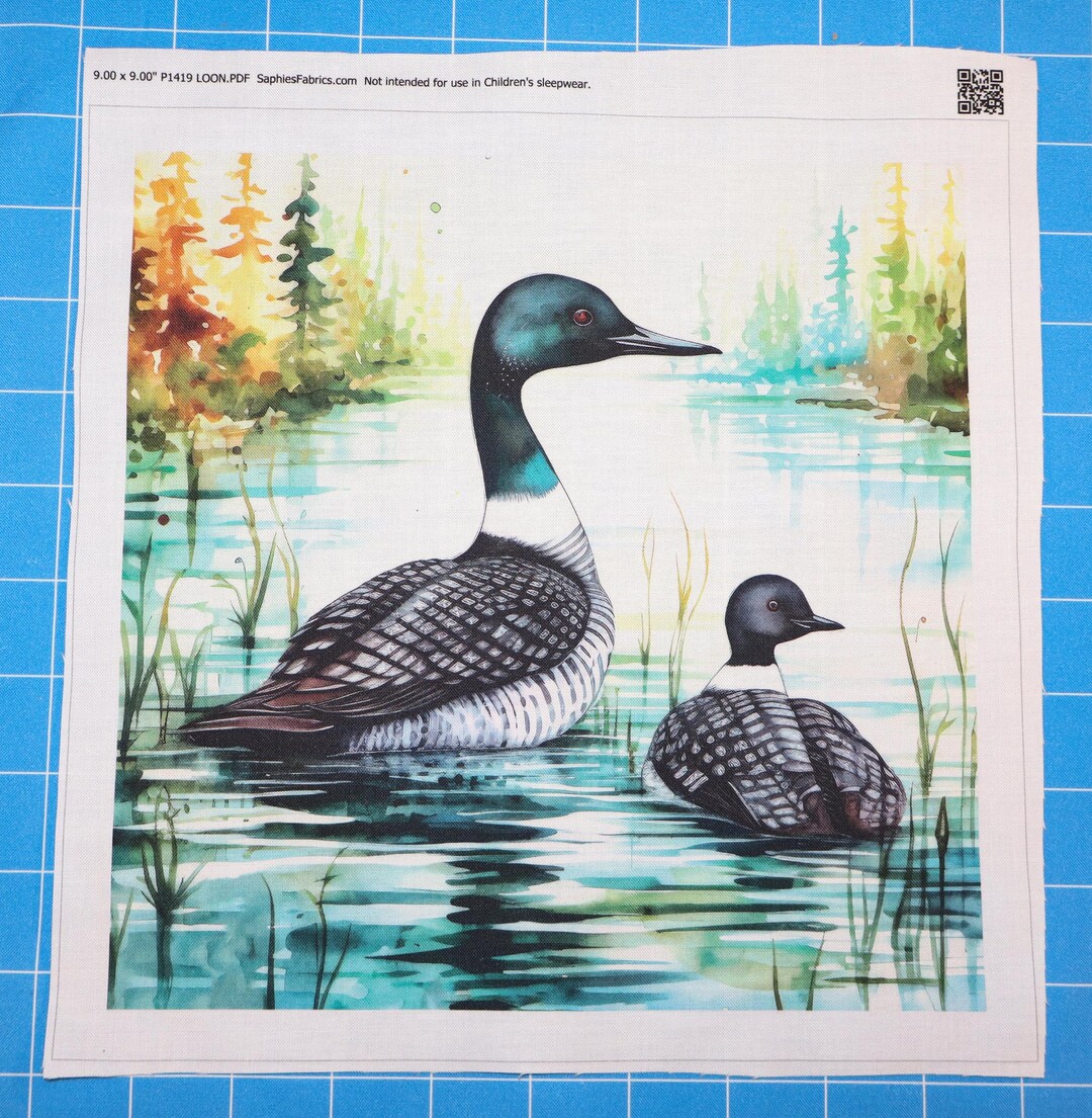 Loons 100% Cotton Fabric Panel Block | Small Sewing Quilting Square ...
