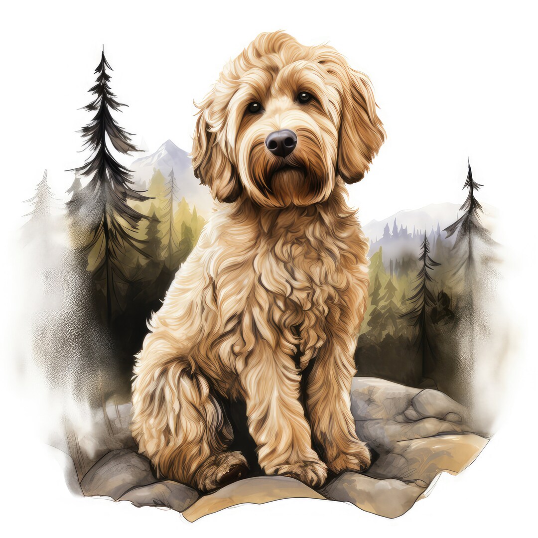 Goldendoodle Dog 100% Cotton Fabric Panel Square Small Sewing Quilting ...