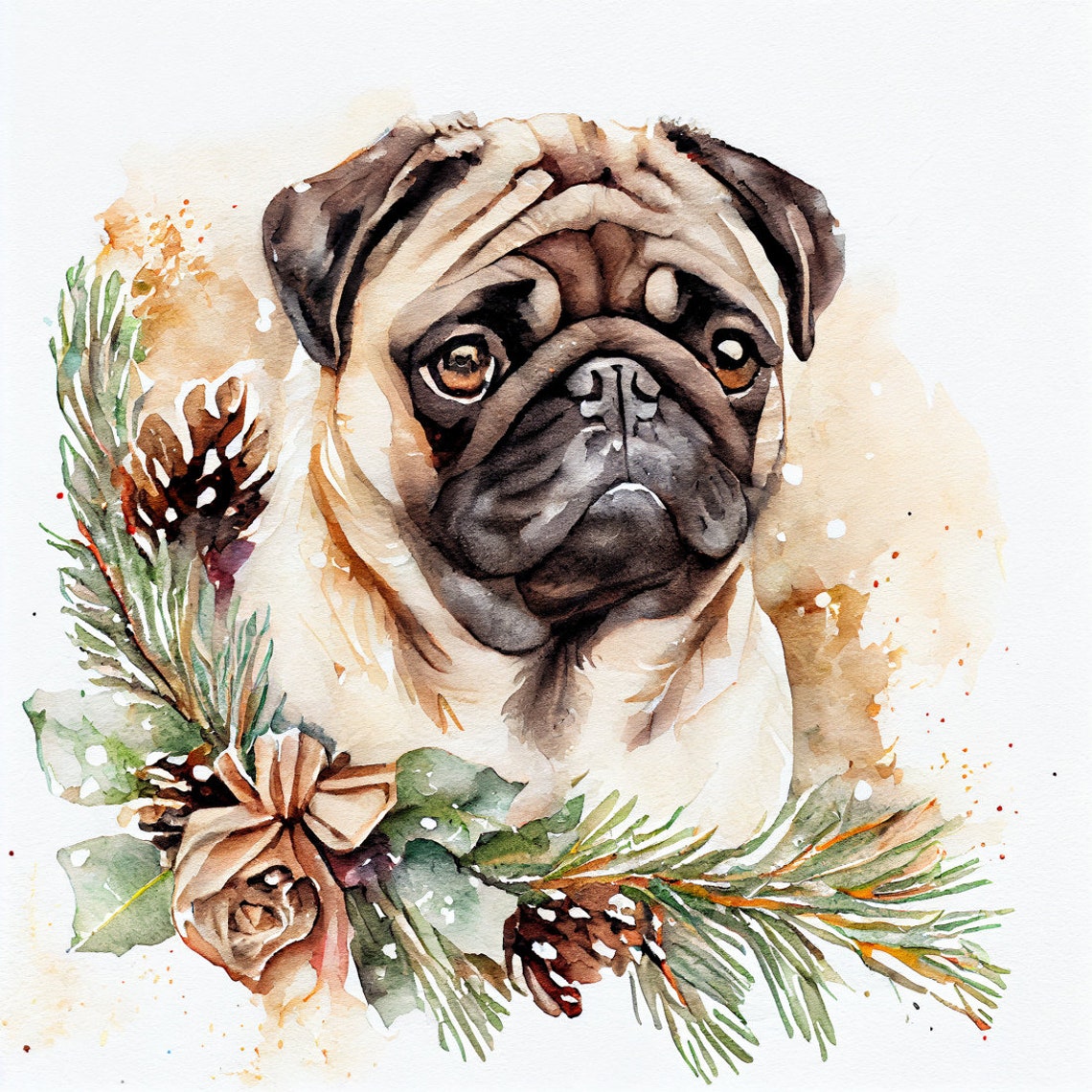 Winter Pug Dog 100% Cotton Fabric Panel Square Quilting - Etsy