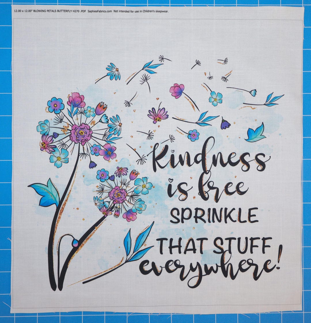 Sprinkle Kindness 100% Cotton Fabric Panel Block | Small Sewing ...