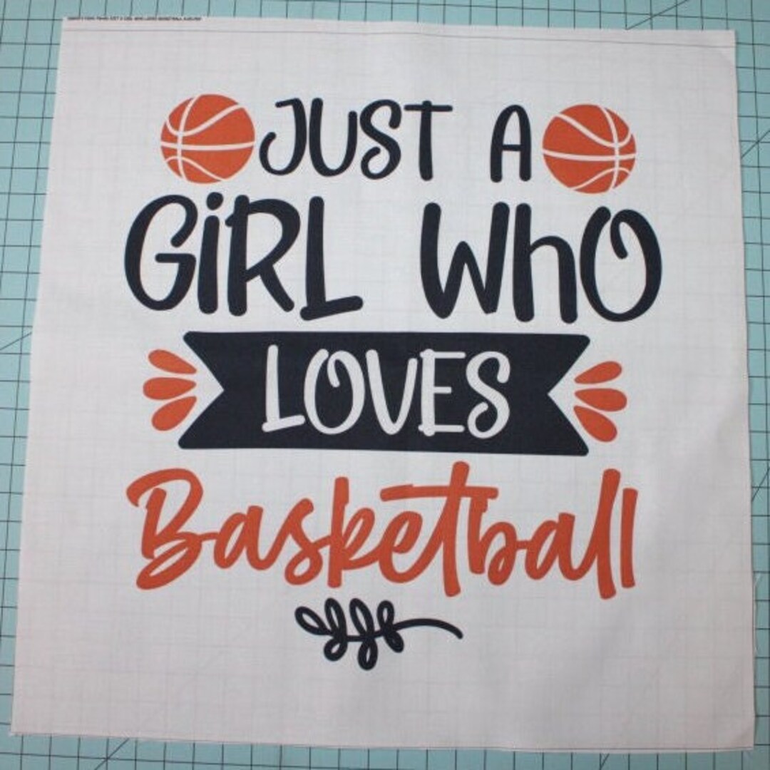 A Girl Who Loves Basketball 100% Cotton Fabric Panel Block Small ...