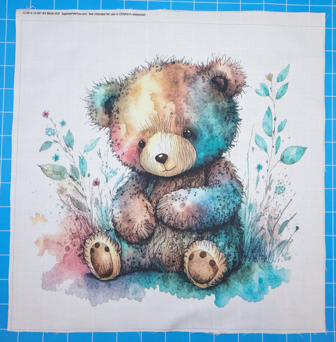 Teddy Bear 100% Cotton Fabric Panel Block | Small Sewing Quilting ...