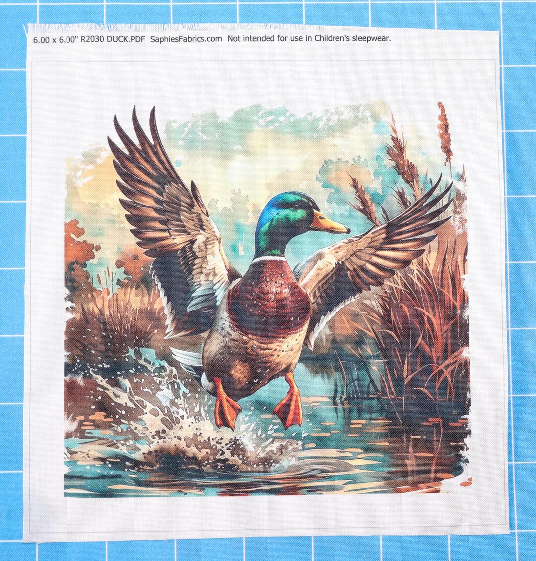 Duck 100% Cotton Fabric Panel Block | Small Sewing Quilting Square ...