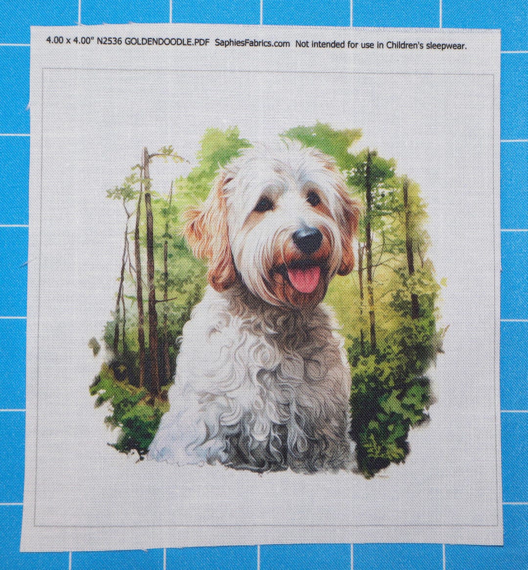 Goldendoodle Dog 100% Cotton Fabric Panel Block | Small Sewing Quilting ...