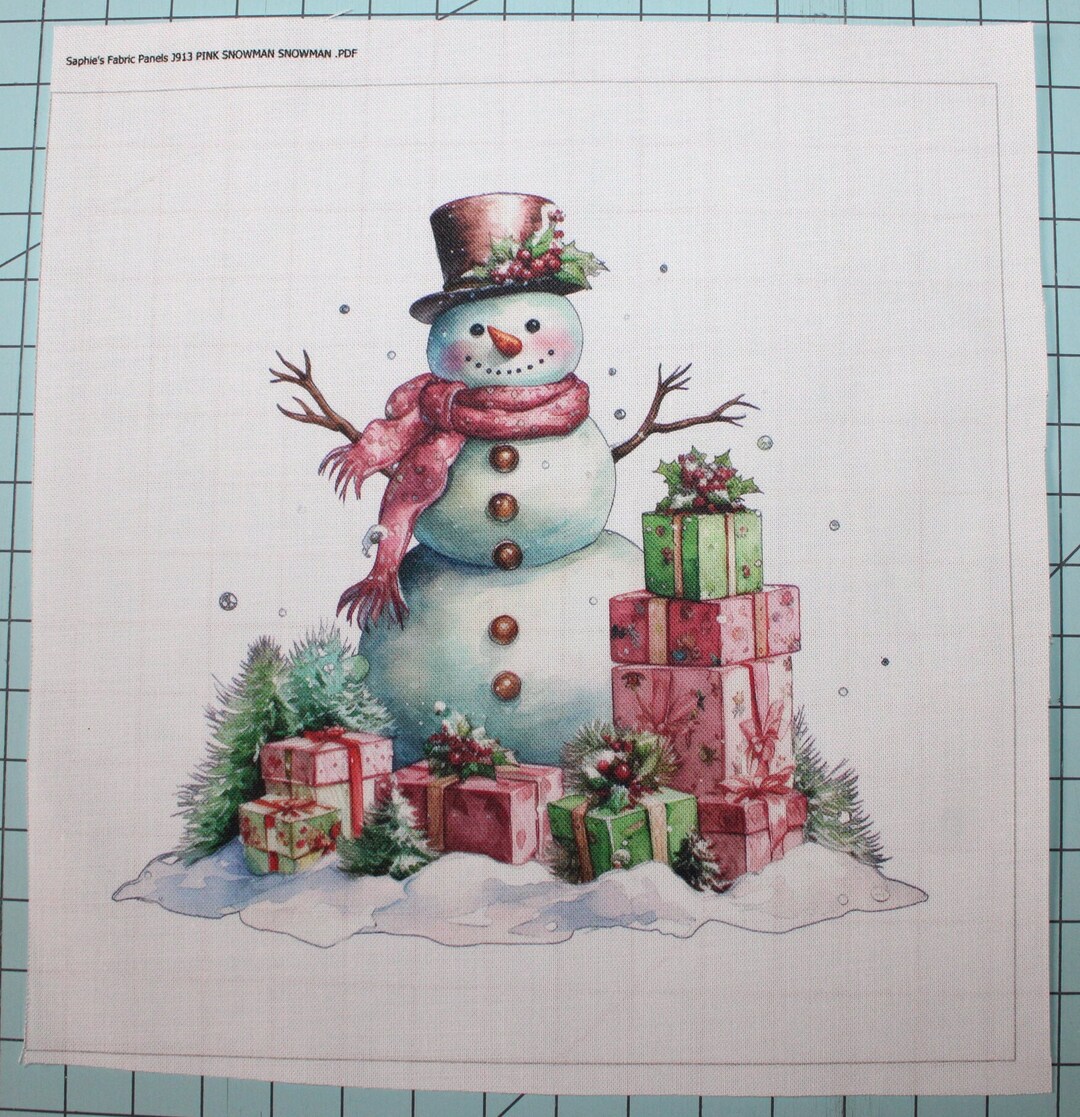 Snowman 100% Cotton Fabric Panel Square Small Quilting Sewing Block ...