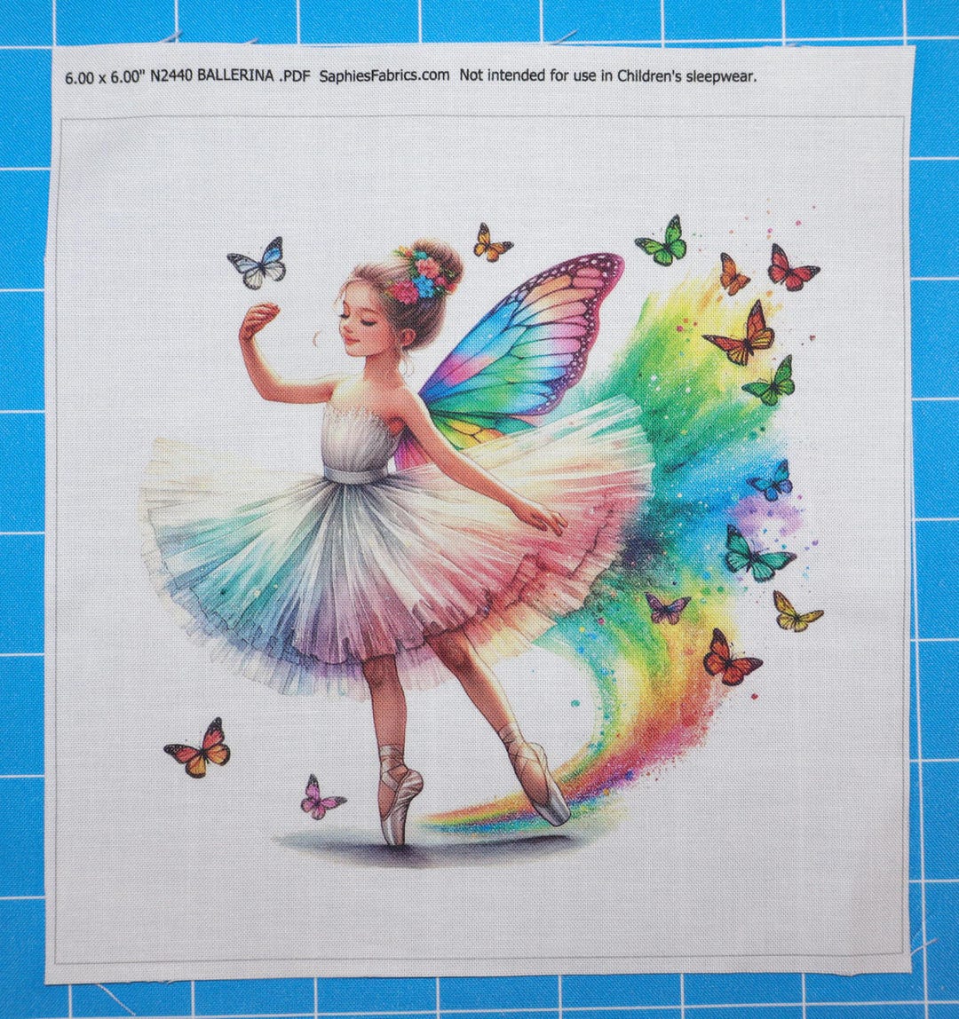 Ballerina Fairy 100% Cotton Fabric Panel Block | Small Sewing Quilting ...