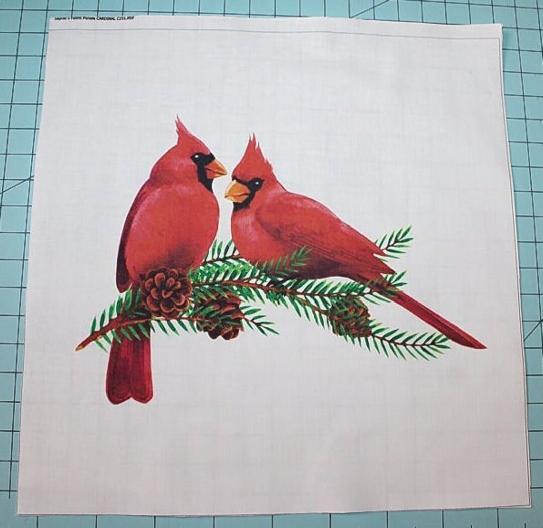 Cardinals 100% Cotton Fabric Panel Square Small Sewing Quilting Block ...