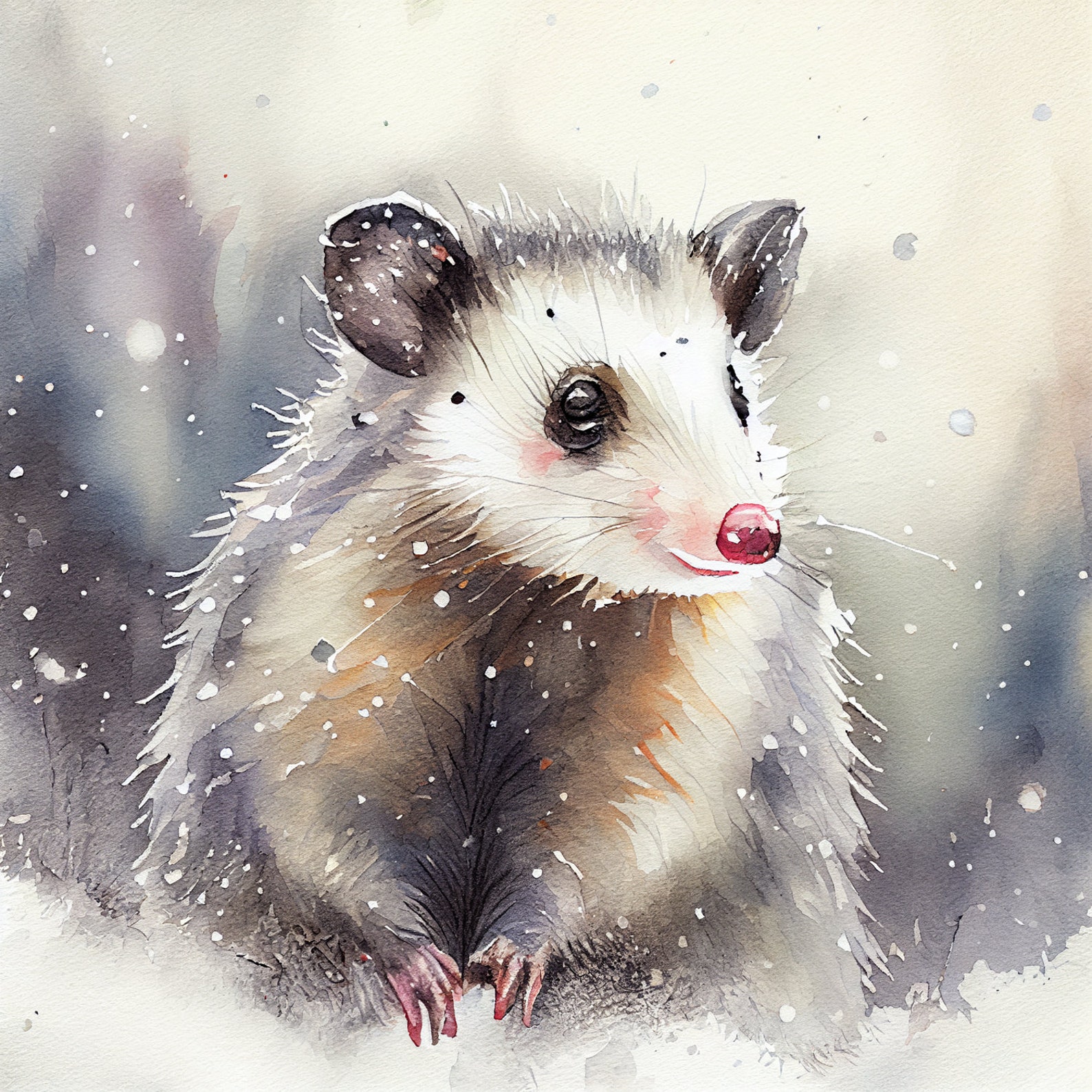 Winter Opossum 100% Cotton Fabric Panel Block | Small Quilting Sewing ...