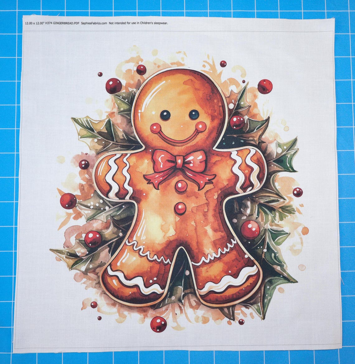 Gingerbread Man 100% Cotton Fabric Panel Block Quilt Square H374 - Etsy