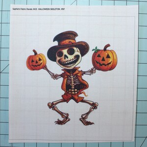 Halloween Skeleton 100% Cotton Fabric Panel Square Small Sewing ...