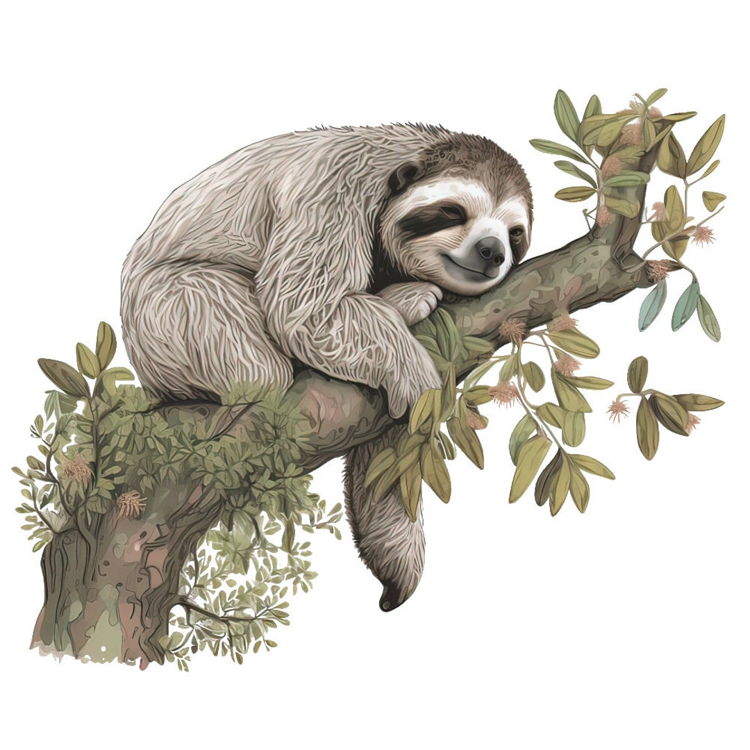 Sloth in Tree 100% Cotton Fabric Panel Square Small Quilting - Etsy