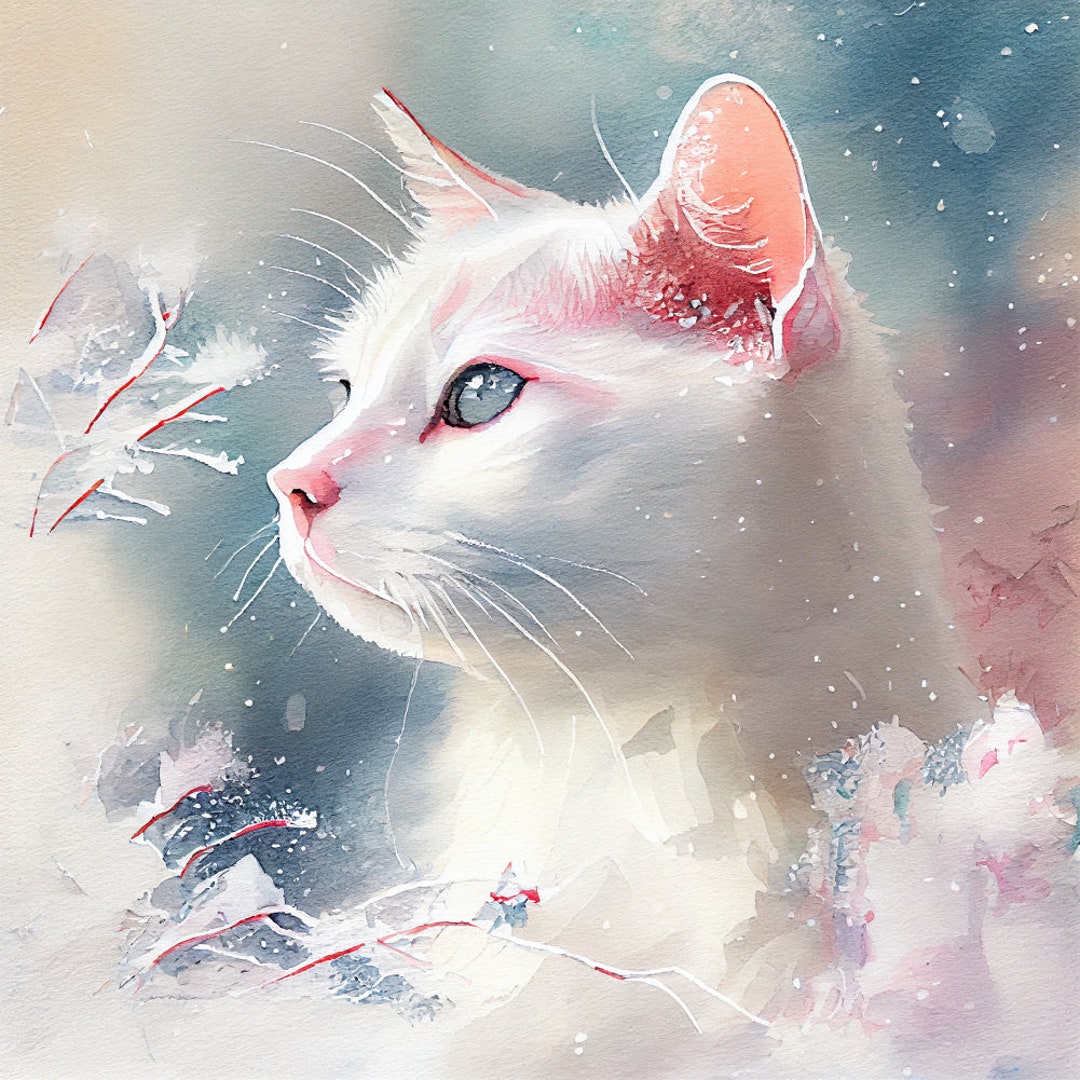 Winter White Cat 100% Cotton Fabric Panel Quilting Sewing - Etsy