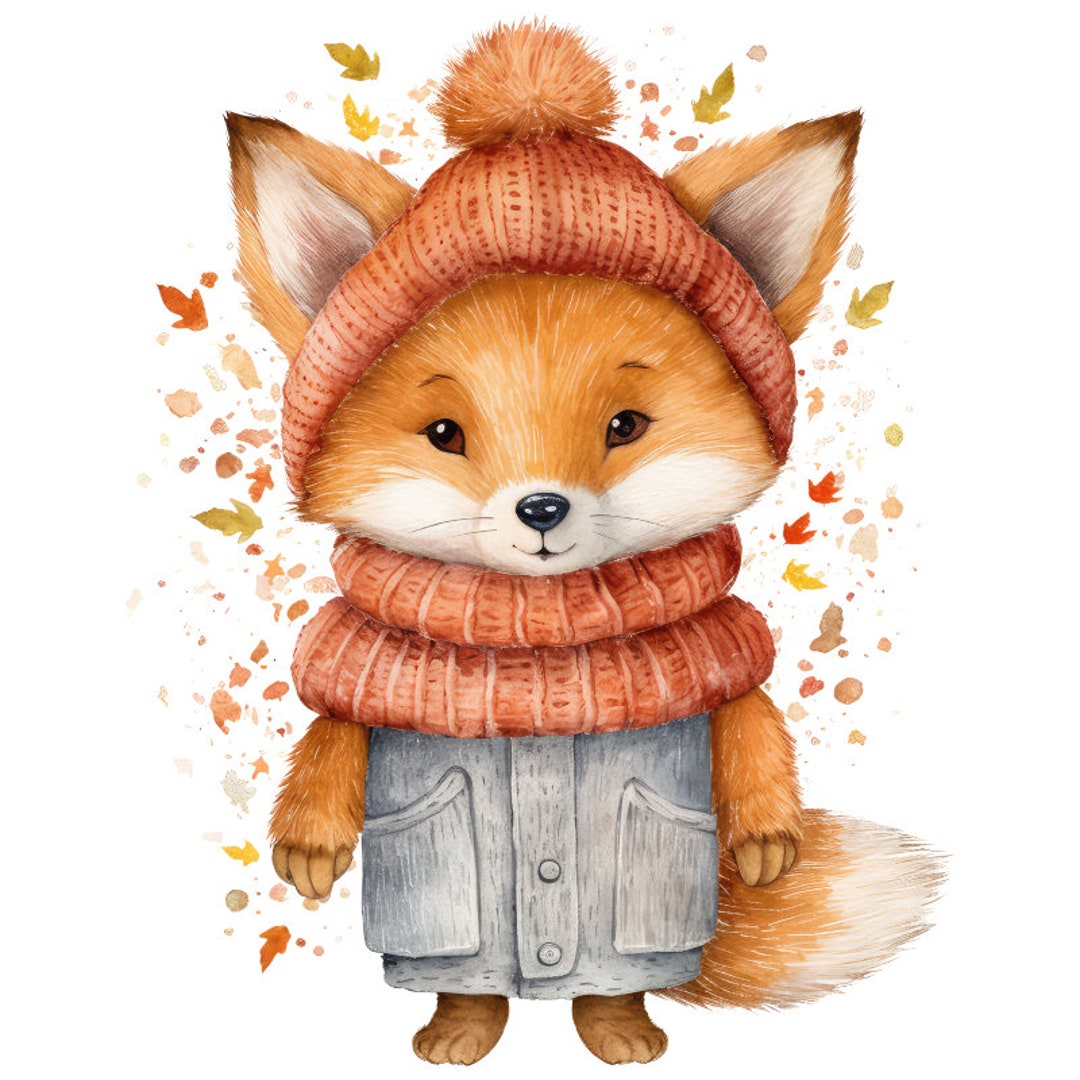 Autumn Fall Fox 100% Cotton Fabric Panel Square Small Sewing Quilting ...