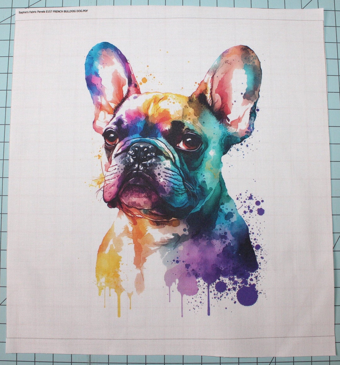 French Bulldog 100% Cotton Fabric Panel Square Small Quilting Sewing ...