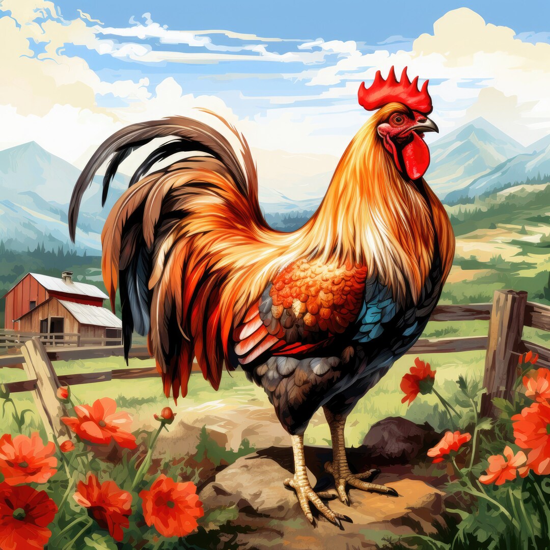 Rooster 100% Cotton Fabric Panel Block | Small Sewing Quilting Square ...